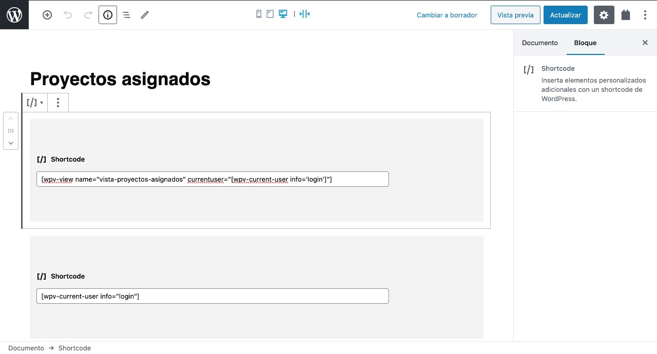 Como puedo filtrar el resultado dependiendo del nombre de usuario logueado - Toolset